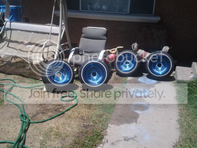 F/S 13X7 POWDER BLUE WIT ANODIZED BLUE WIRE WHEELS | LayItLow.com ...