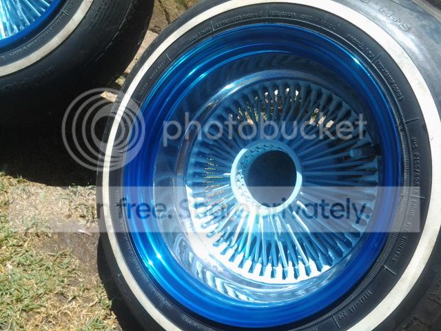 F/S 13X7 POWDER BLUE WIT ANODIZED BLUE WIRE WHEELS | LayItLow.com ...